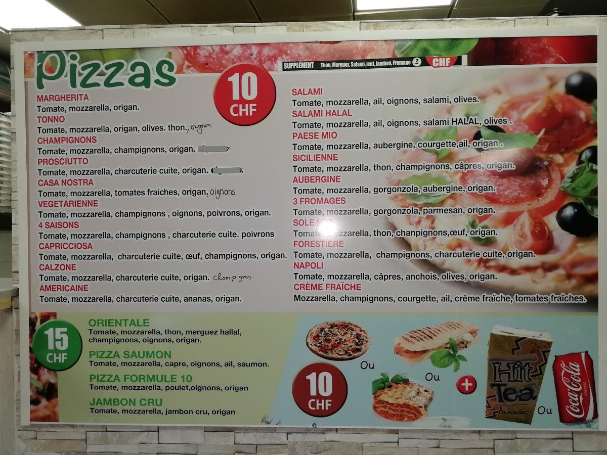 Menu at Formule 10, Geneva