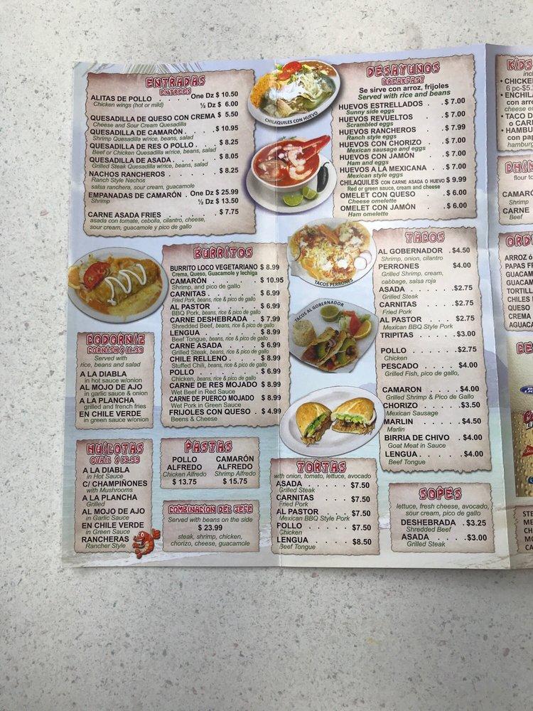 Menu at Mariscos El Camaron Loco #1 restaurant, Riverside