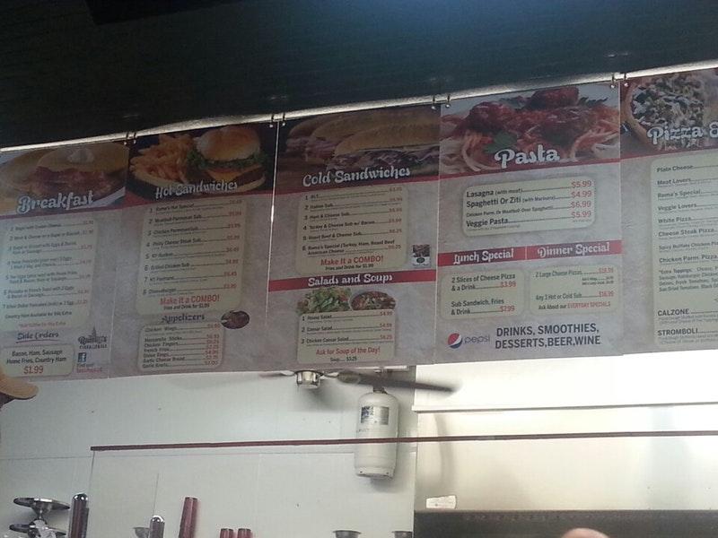 Menu at Ramo's Pizza & Grill pizzeria, Rocky Mount