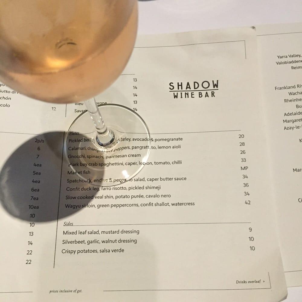 Menu at Shadow Wine Bar, Northbridge
