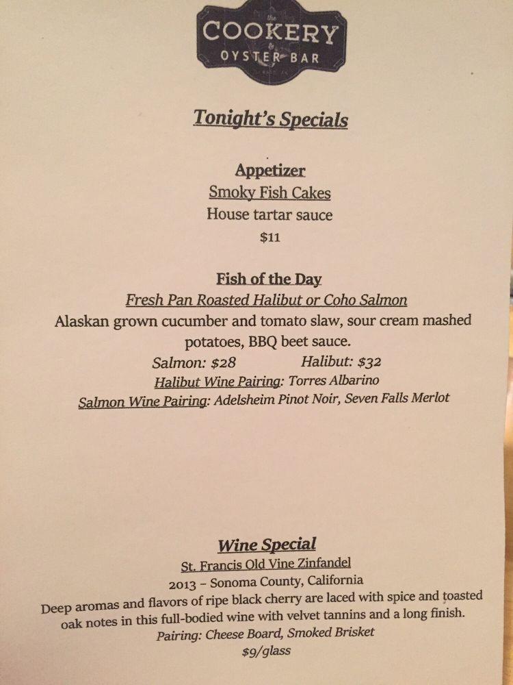 Menu at The Cookery pub & bar, Seward