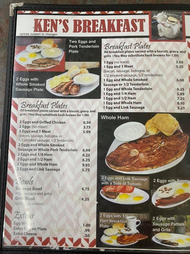 Menu at Ken's Hickory Pit Barbecue, Birmingham, Pinson Valley Pkwy