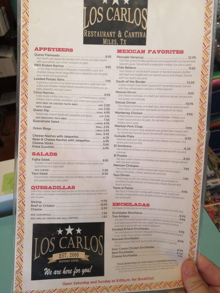 Menu at Los Carlos Restaurant & Cantina, Miles