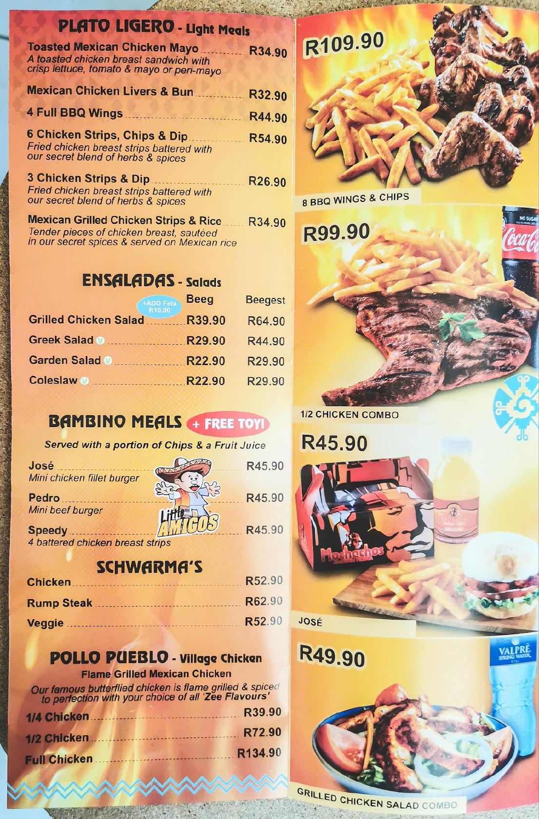 Speisekarte von MOCHACHOS CHICKEN FIESTA restaurant, Vanderbijlpark