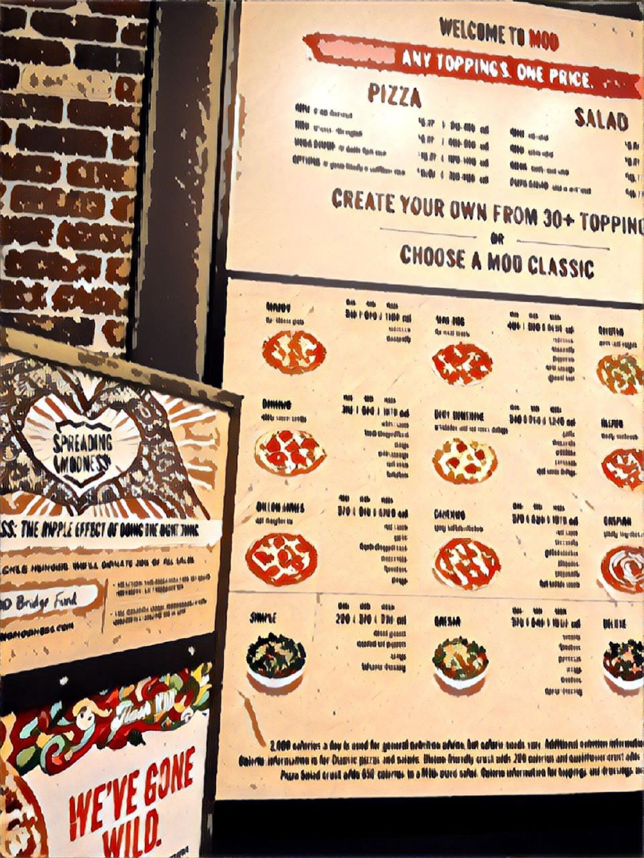 Menu at MOD Pizza pizzeria, Pflugerville