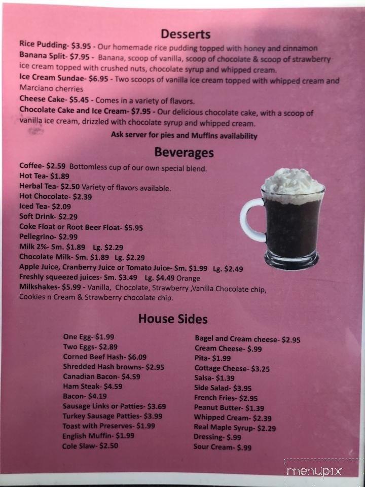 Menu at Penelope's Diner restaurant, Delray Beach