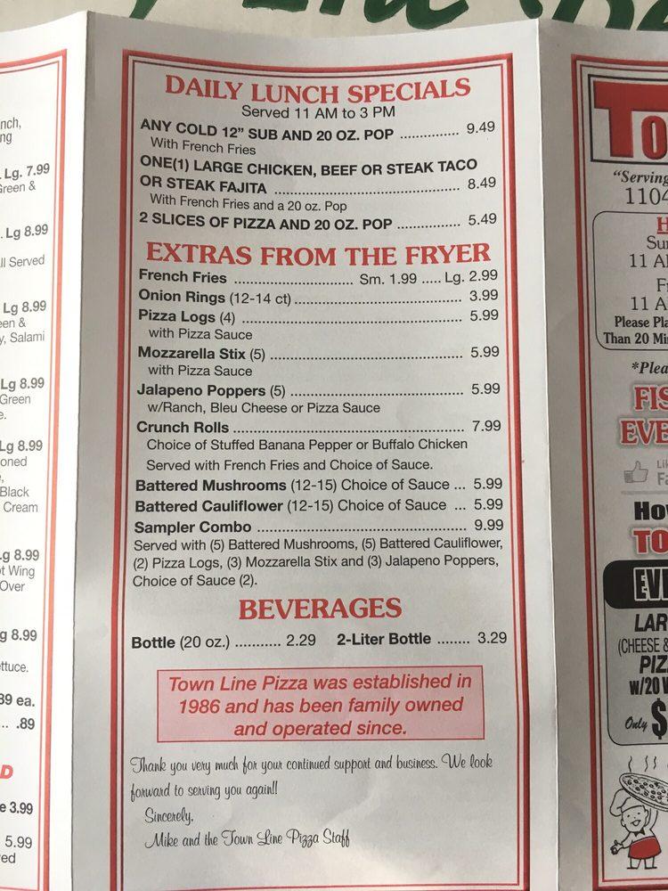 Menu at Town Line Pizzeria, Town Line