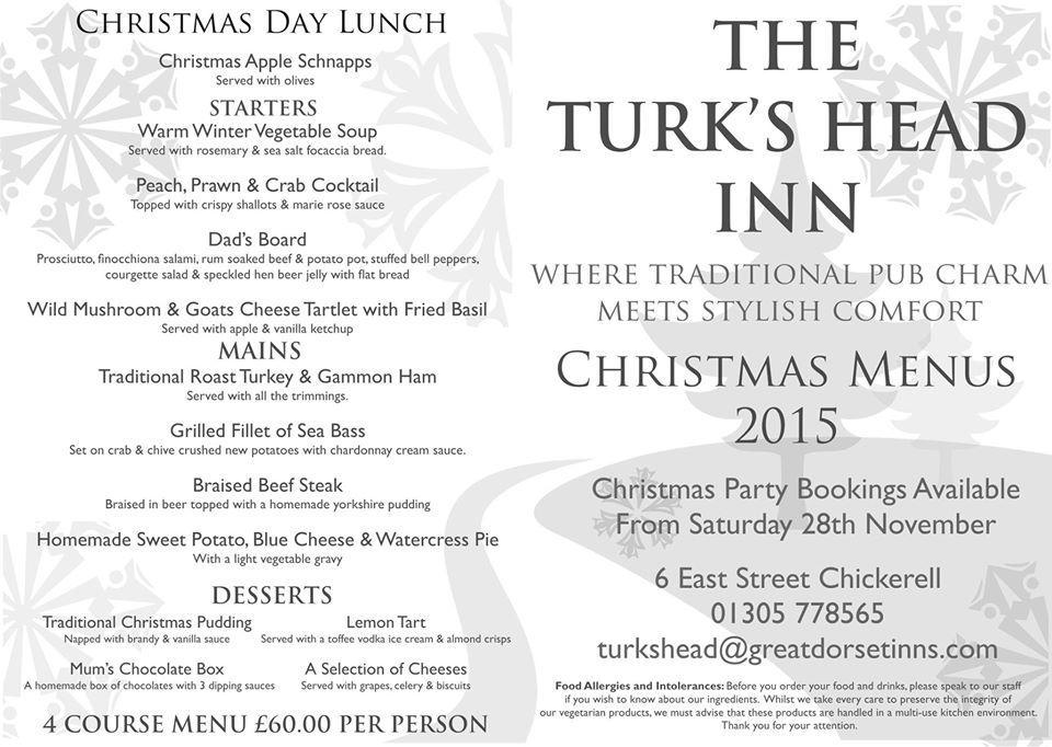 Carta del pub y bar The Turks Head, Weymouth