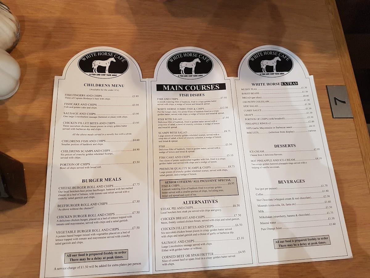 Menu at White Horse Cafe, Northallerton