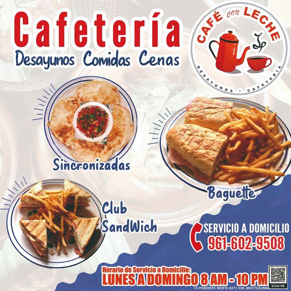 Menu at Cafe Con Leche, Tuxtla Gutiérrez, 15 Poniente Norte 271