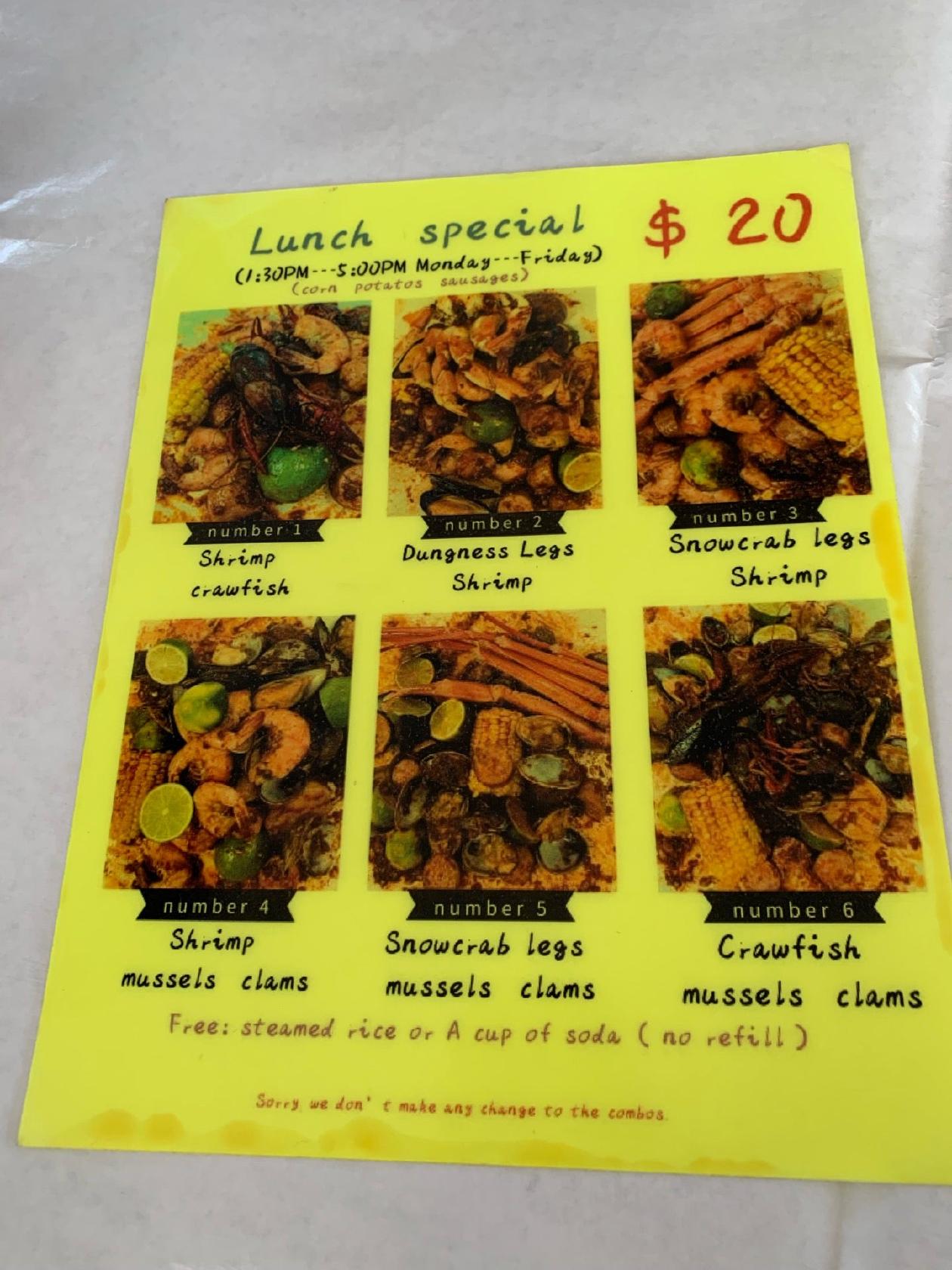 Menu at Crabby Crabby restaurant, San Leandro