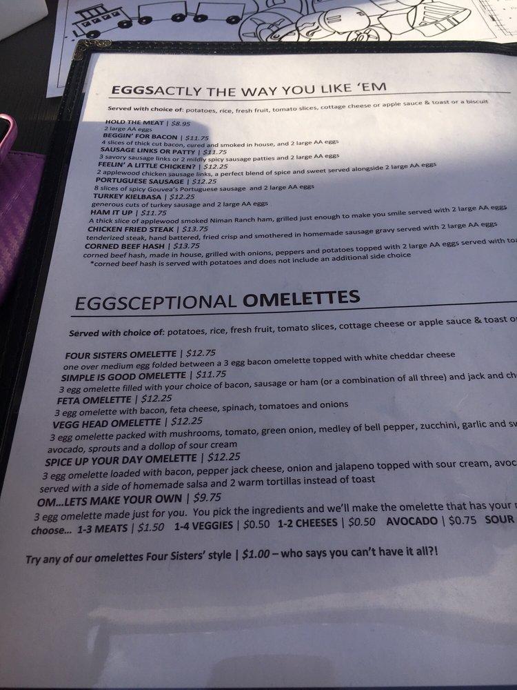 Menu at Four Sisters Cafe, Roseville