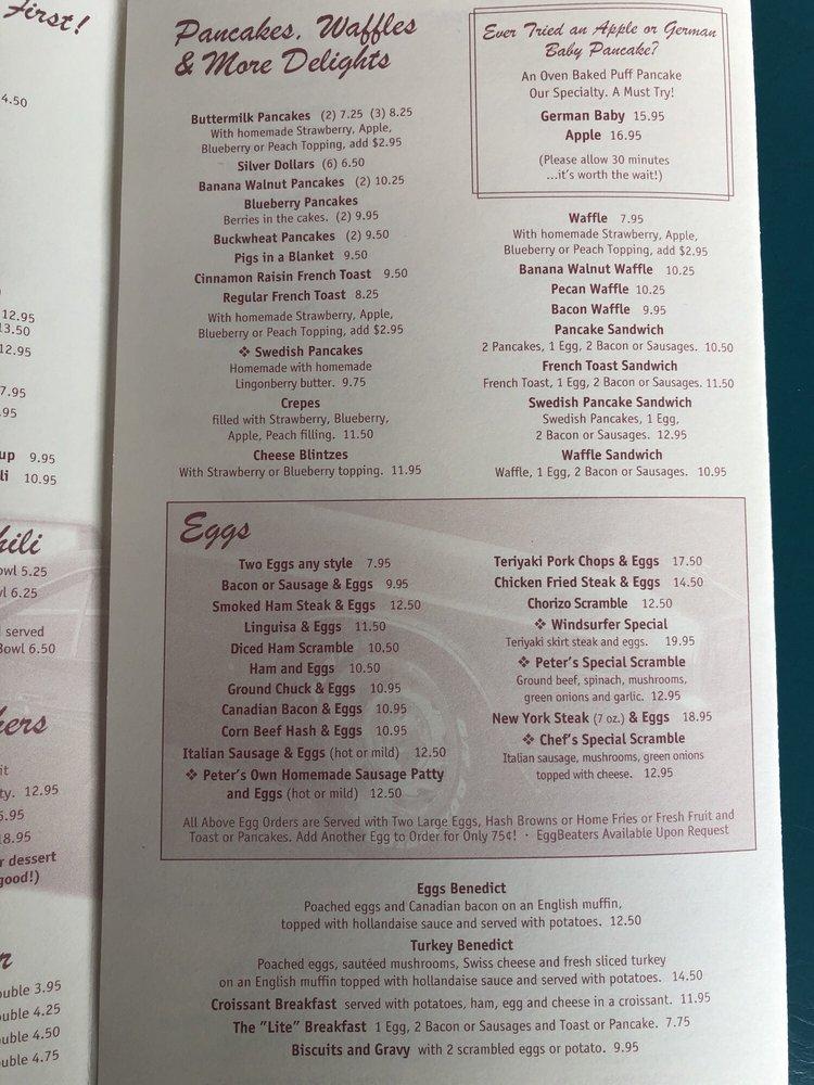 Menu at Peter's Cafe, Millbrae