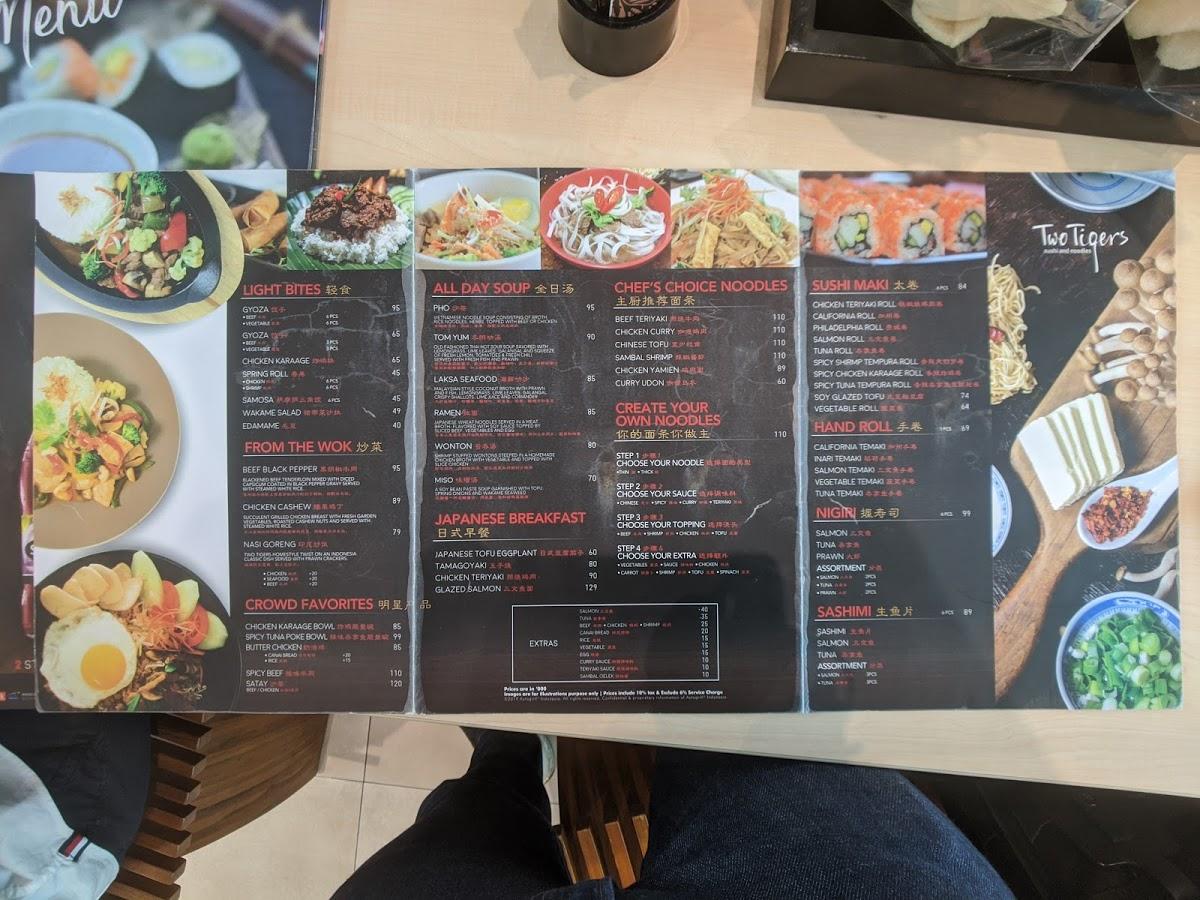 Menu at Two Tigers Sushi and Noodles restaurant, Tangerang