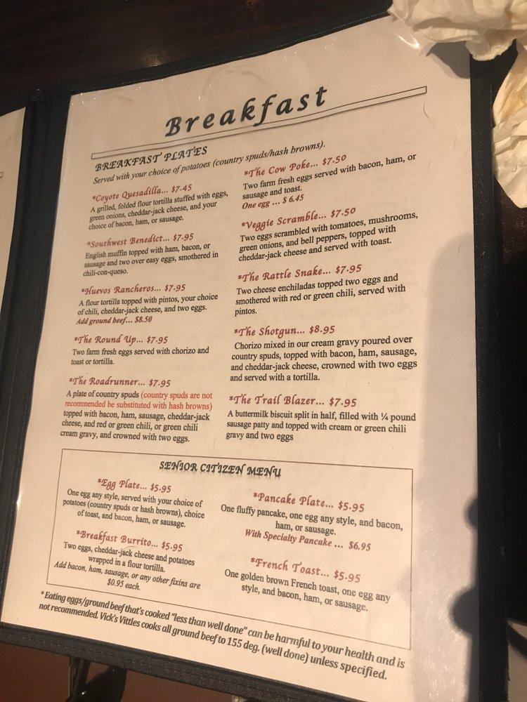 Menu at Vick's Vittles BBQ, Albuquerque, Central Ave SE