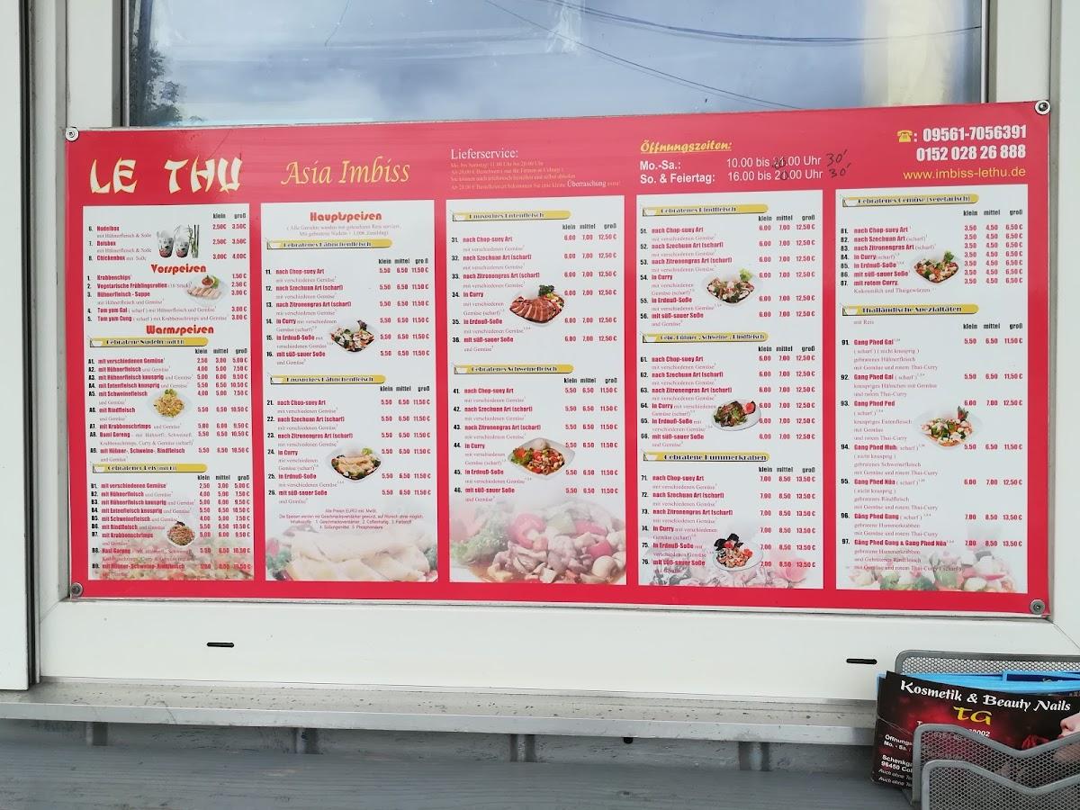 Speisekarte von Asia Imbiss Le Thu restaurant, Coburg