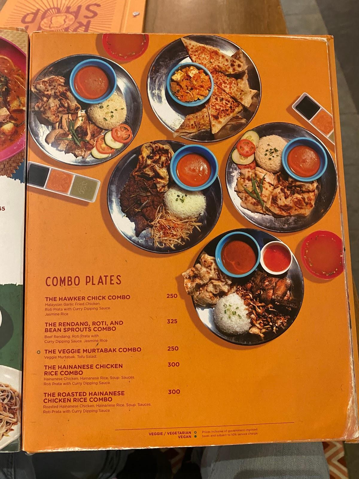 Menu at Roti Shop restaurant, Makati