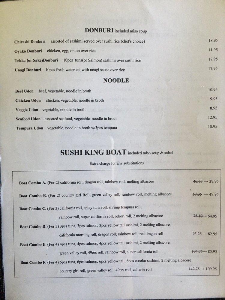Menu at SUSHI KING restaurant, Fairfield, Business Center Dr #106