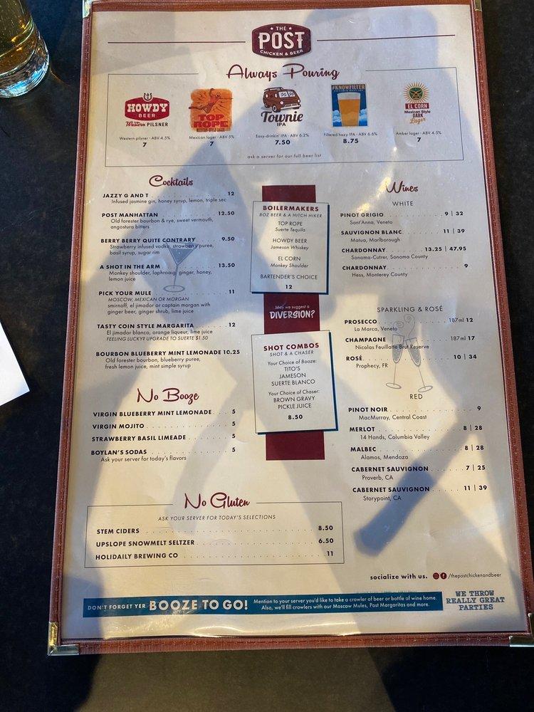 Carta del restaurante The Post Chicken & Beer, Estes Park