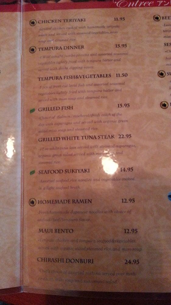 Menu at Tokyo Bistro restaurant, Coos Bay