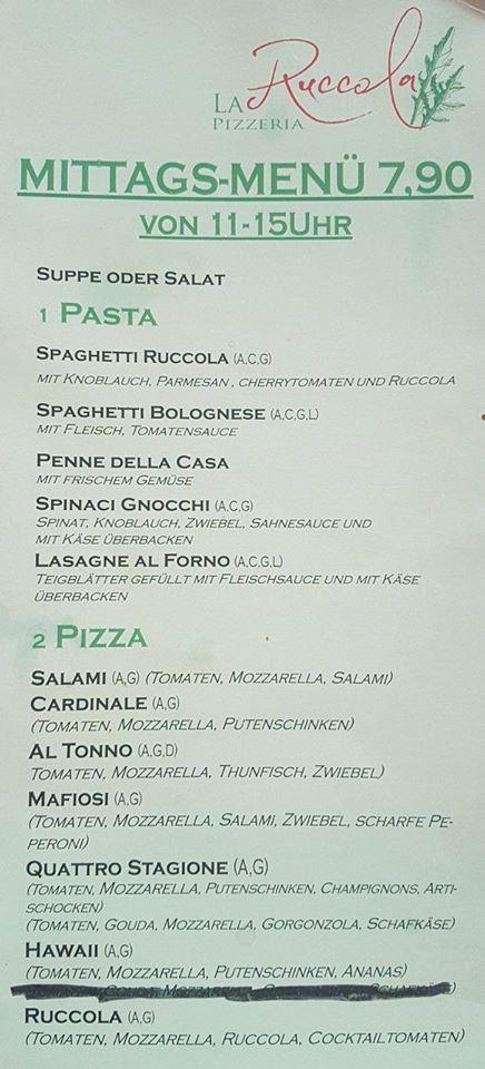 Speisekarte von Pizzeria La Rucola, Seewalchen am Attersee