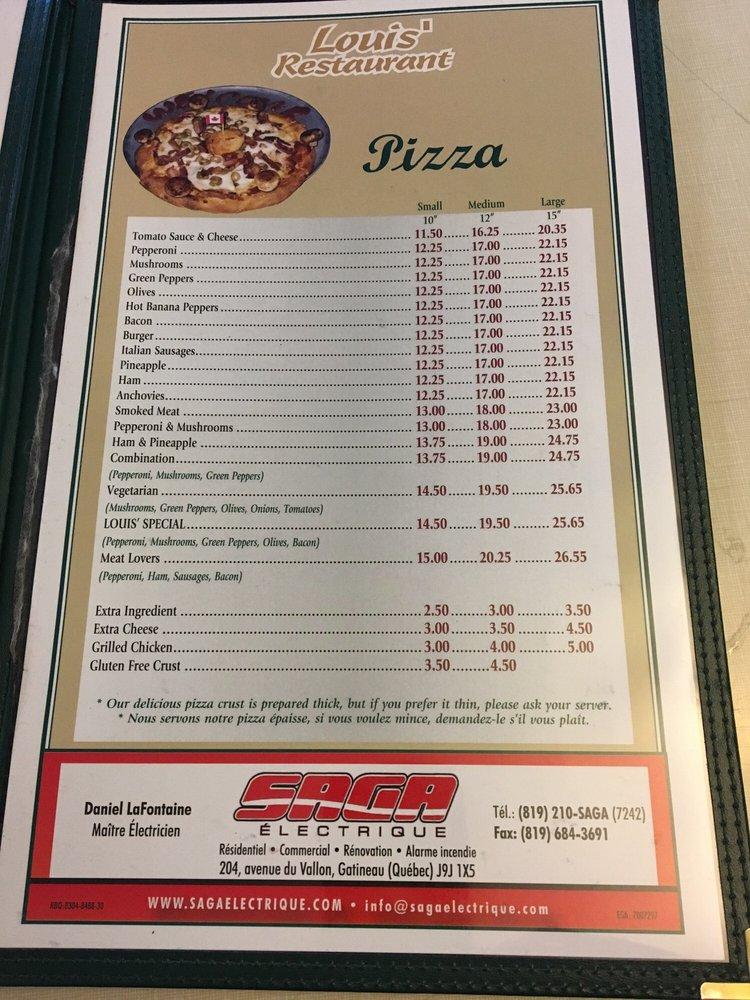 Menu at Louis Pizza (McArthur, Ottawa) pizzeria, Ottawa