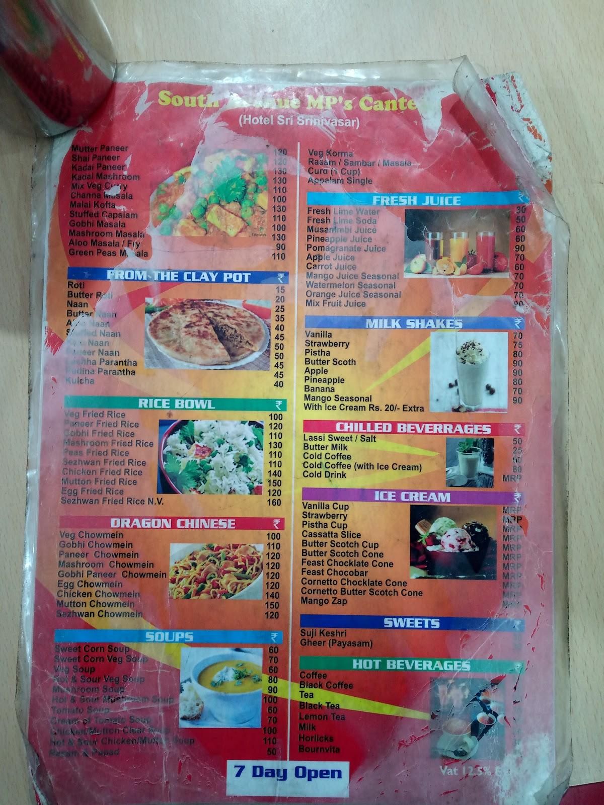 Menu at MP Club & Canteen South Avenue, New Delhi