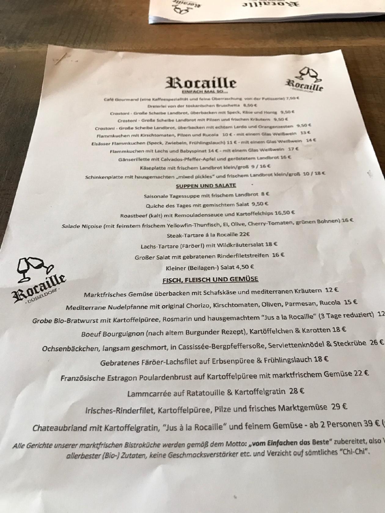 Menu at ROCAILLE - Café, Patisserie, Bistrot & WineBar - Düsseldorf, Düsseldorf