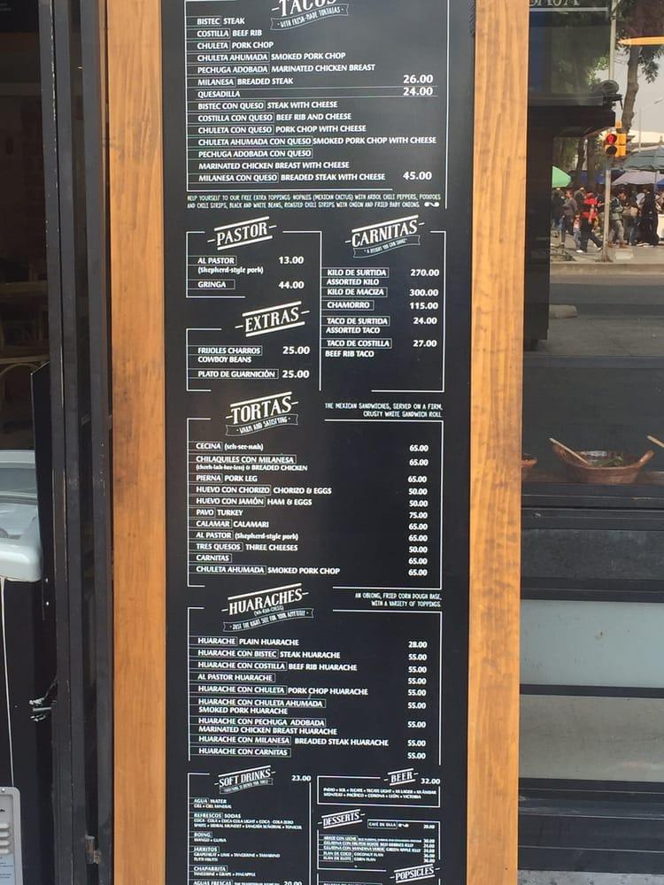 Carta del restaurante Taquería El Caifán Alameda, Ciudad López Mateos
