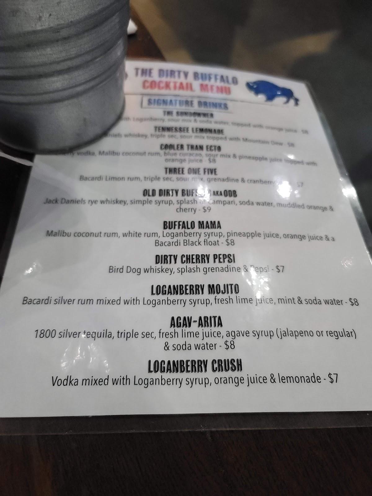 Menu at The Dirty Buffalo pub & bar, Virginia Beach