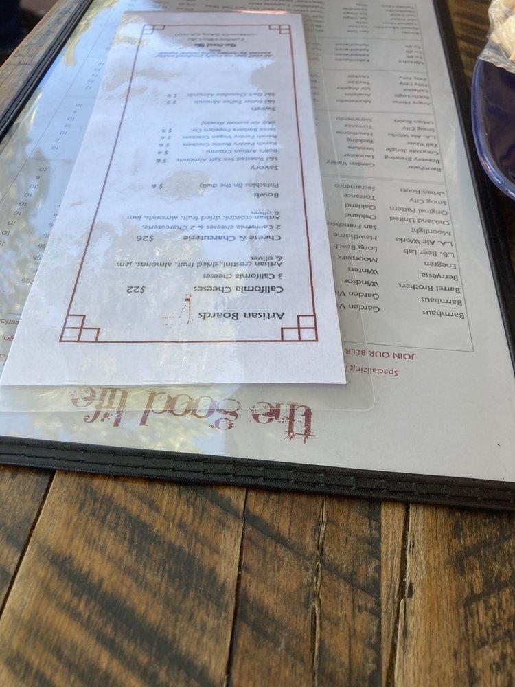 Menu at The Good Life pub & bar, Solvang