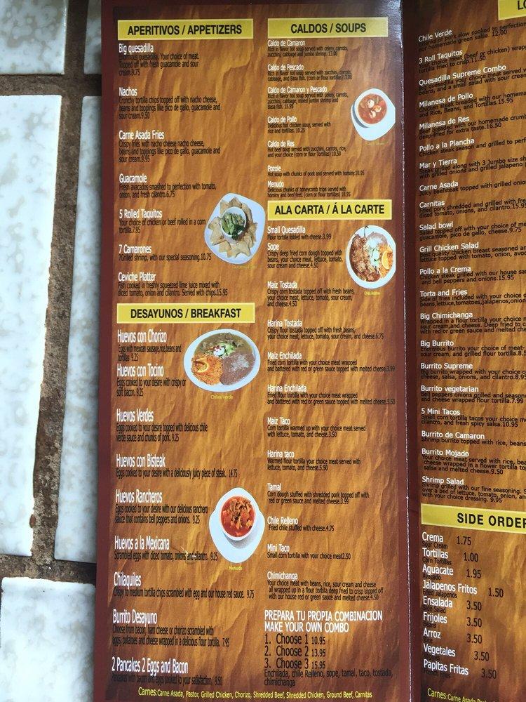 Menu at Agaves Mexican Grill restaurant, Merced