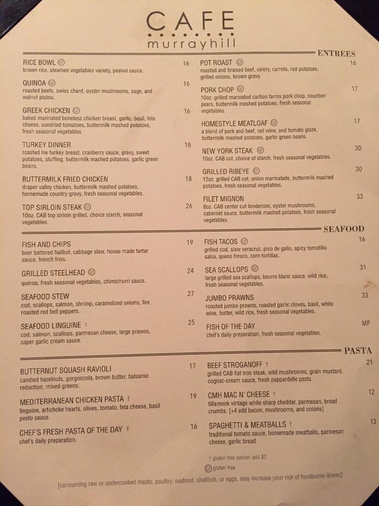 Menu at Cafe Murrayhill, Beaverton, SW Murray Scholls Dr #103