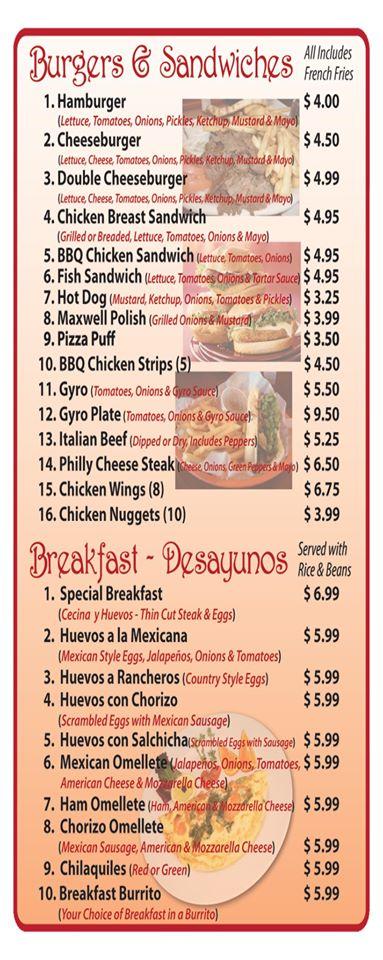 Menu at EL BURRITO EXPRESS,INC. restaurant, Lansing, Burnham Ave