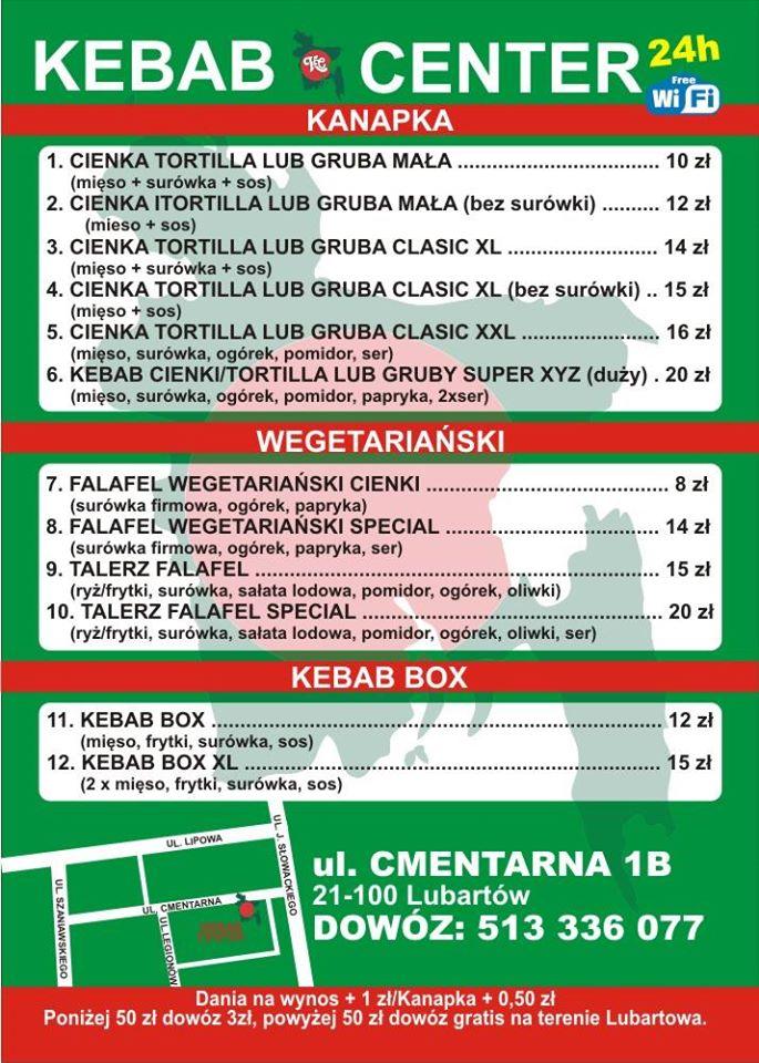 Menu at Kebab Center lubartów, Lubartow