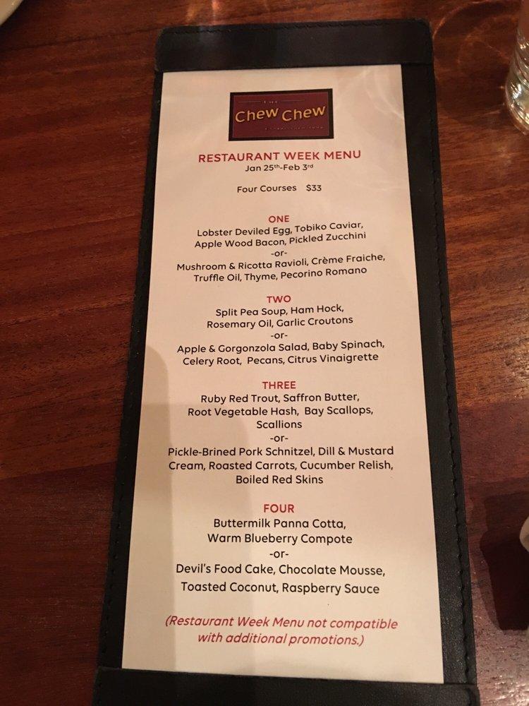 Menu at The Chew Chew restaurant, Riverside