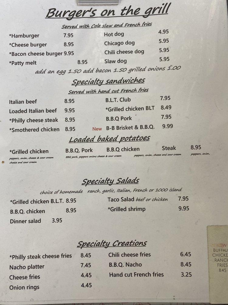 Menu at Dixie Lee Diner restaurant, Monteagle