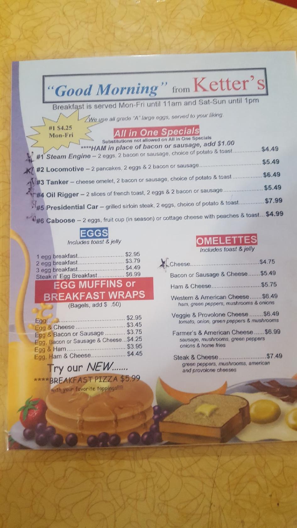 Menu at Ketters Restaurant Catering, Jeannette