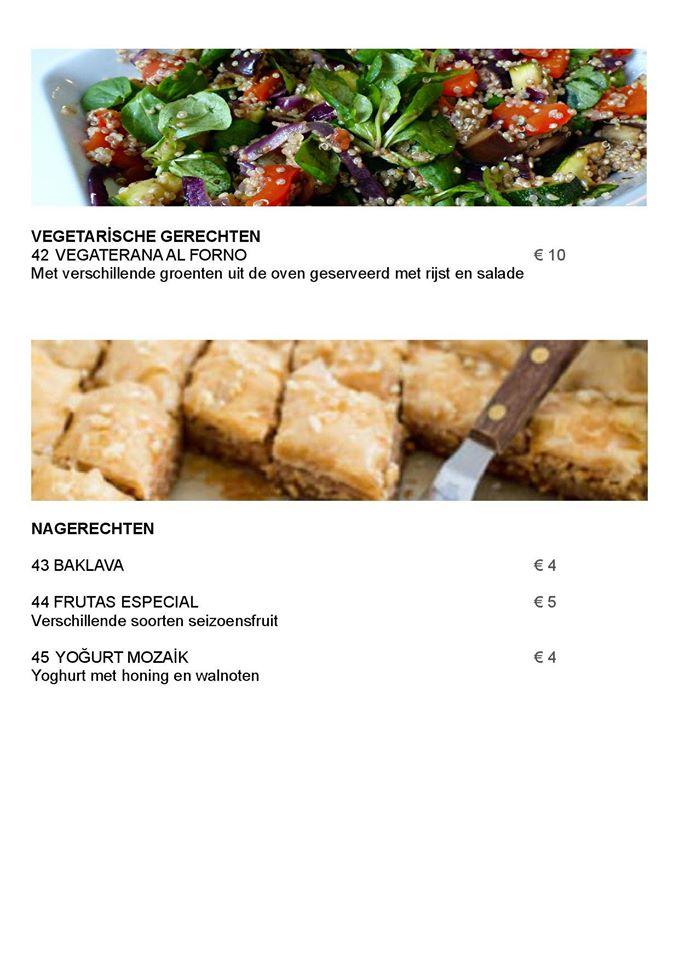 Menu at Mozaik, Rotterdam, Oostzeedijk 243
