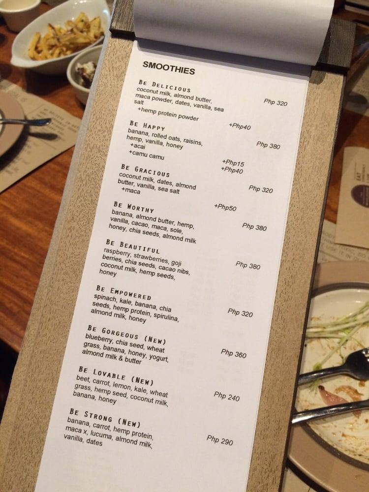 Menu at The Wholesome Table BGC restaurant, Taguig, Central Square