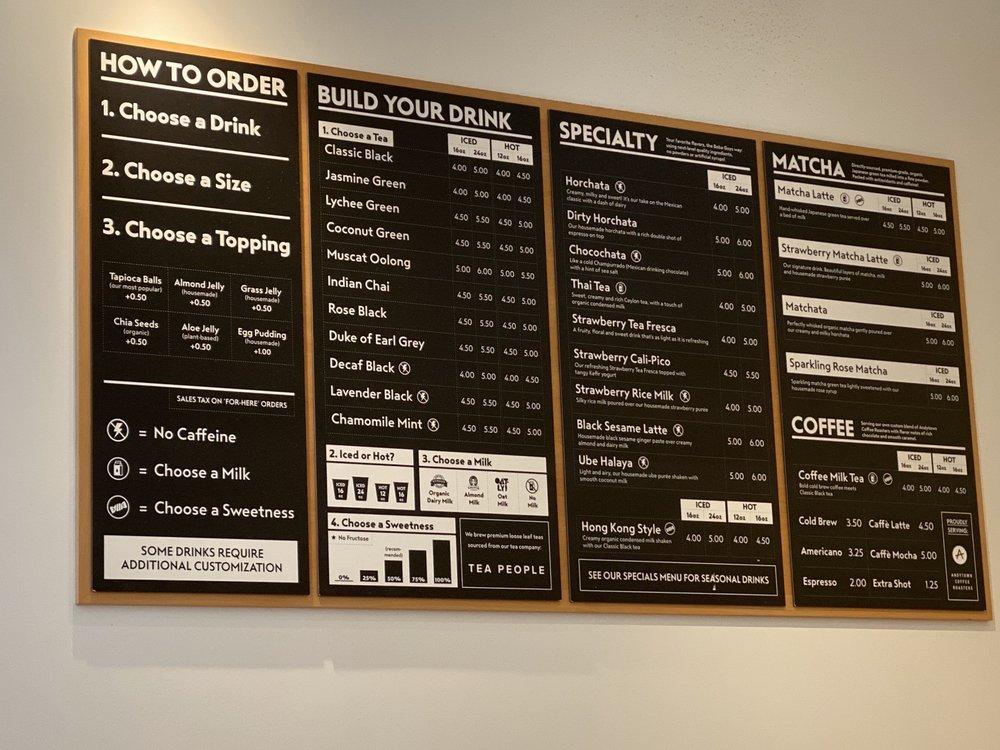 Menu at Boba Guys cafe, San Ramon