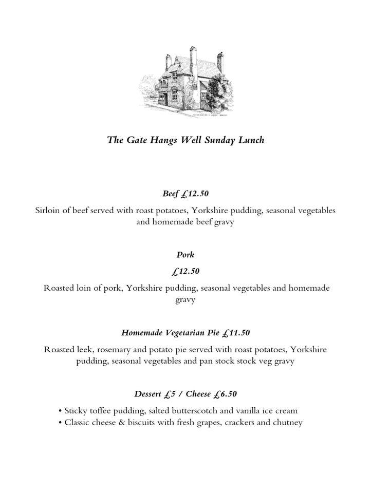 Menu at The Gate Hangs Well & Seasons Carlton Village pub & bar, Nailstone