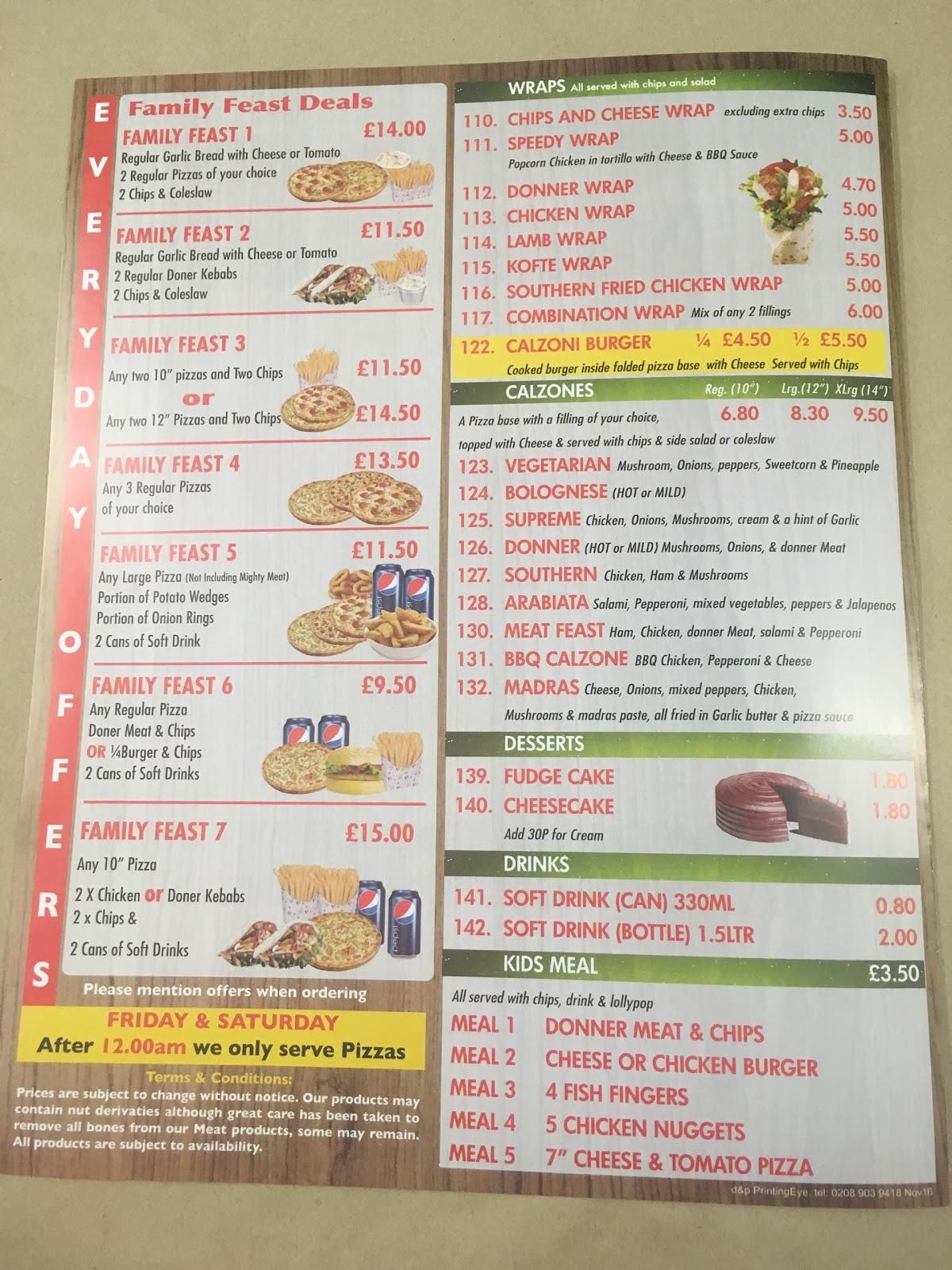 Menu at Pizza house pizzeria, Market Rasen