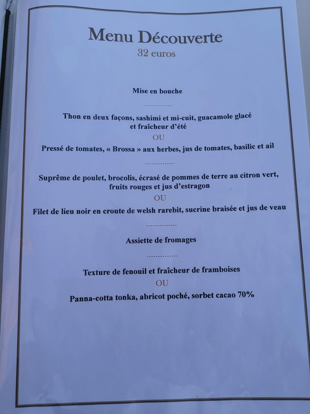 Menu au Chez JOHN restaurant, Ambres