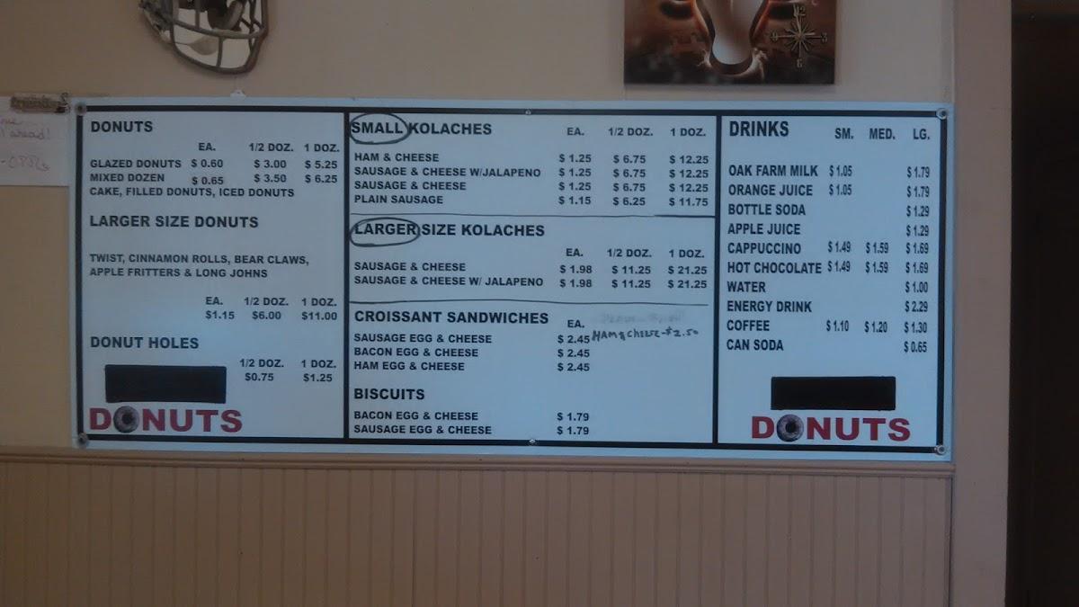 Menu at Country Donuts restaurant, Salado
