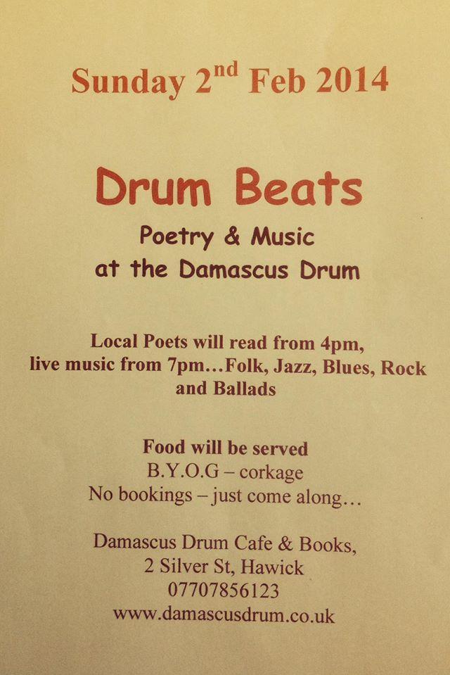 Menu at Damascus Drum cafe, Hawick