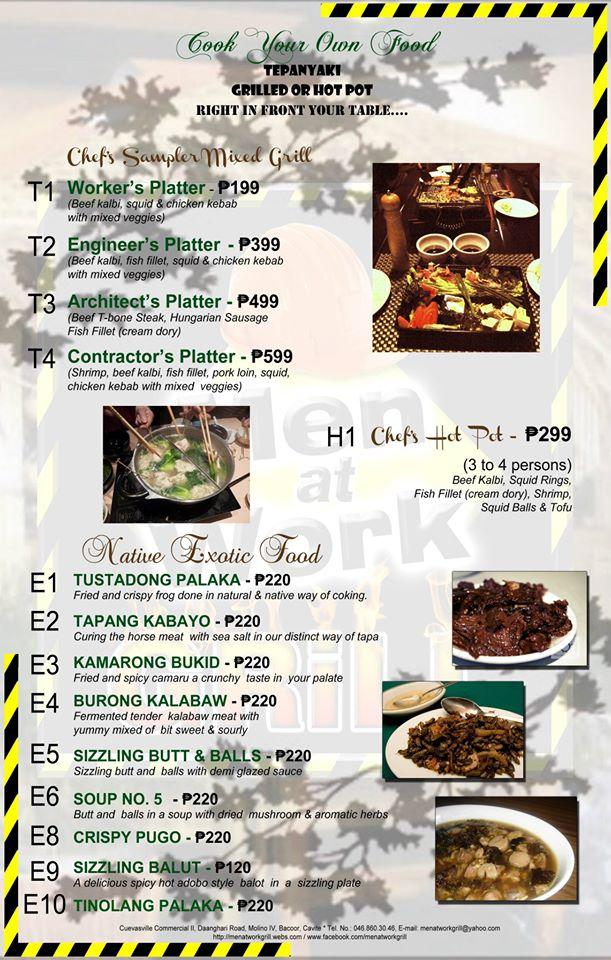 Menu at Men at Work pub & bar, Bacoor, Cuevasville Commercial