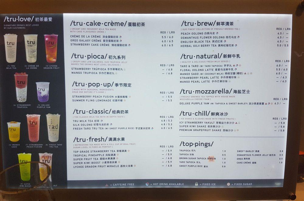 Menu at Tru Tea, Toronto, 164-4750 Yonge St