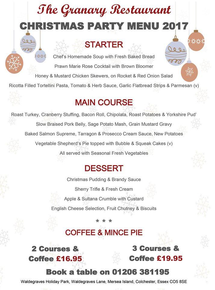 Menu at The Granary Restaurant, West Mersea