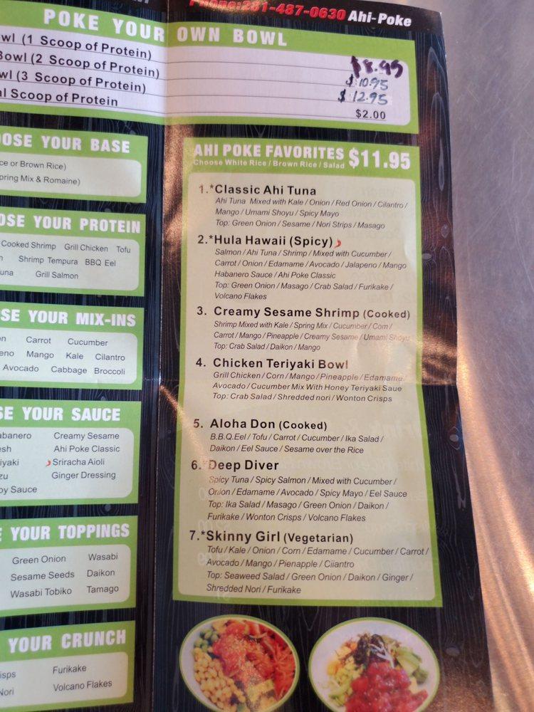 Menu at Ahi Poke - Hawaiian Bowls & Tapioca Tea restaurant, Pasadena